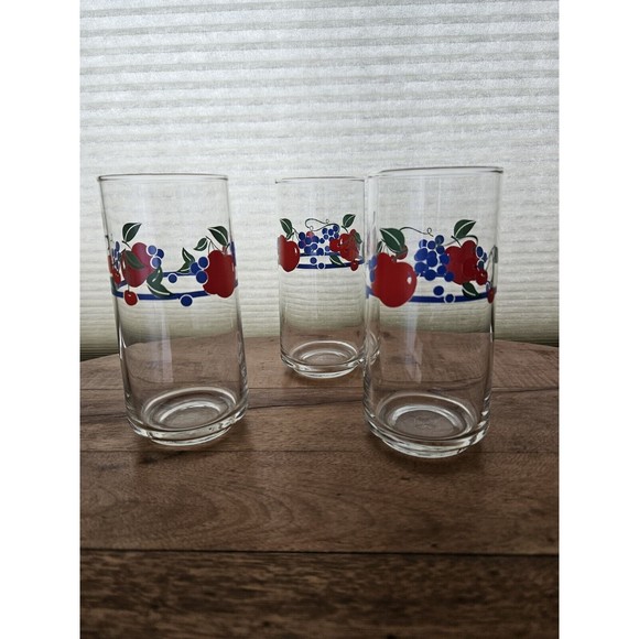 Libbey | Kitchen | 3 Vintage Crisa Fruit Pattern Glassware | Poshmark